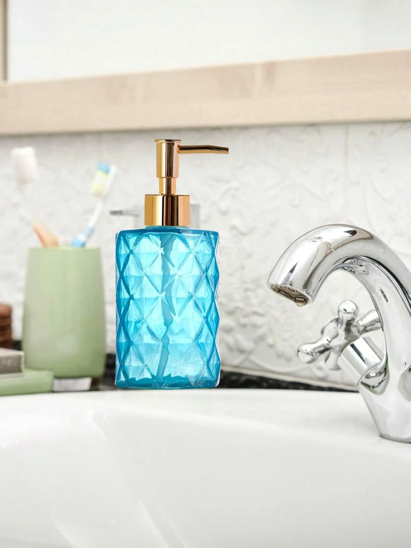 Glass Soap Dispenser,Crystal Refillable Wash Hand Liquid Clear Glass ...