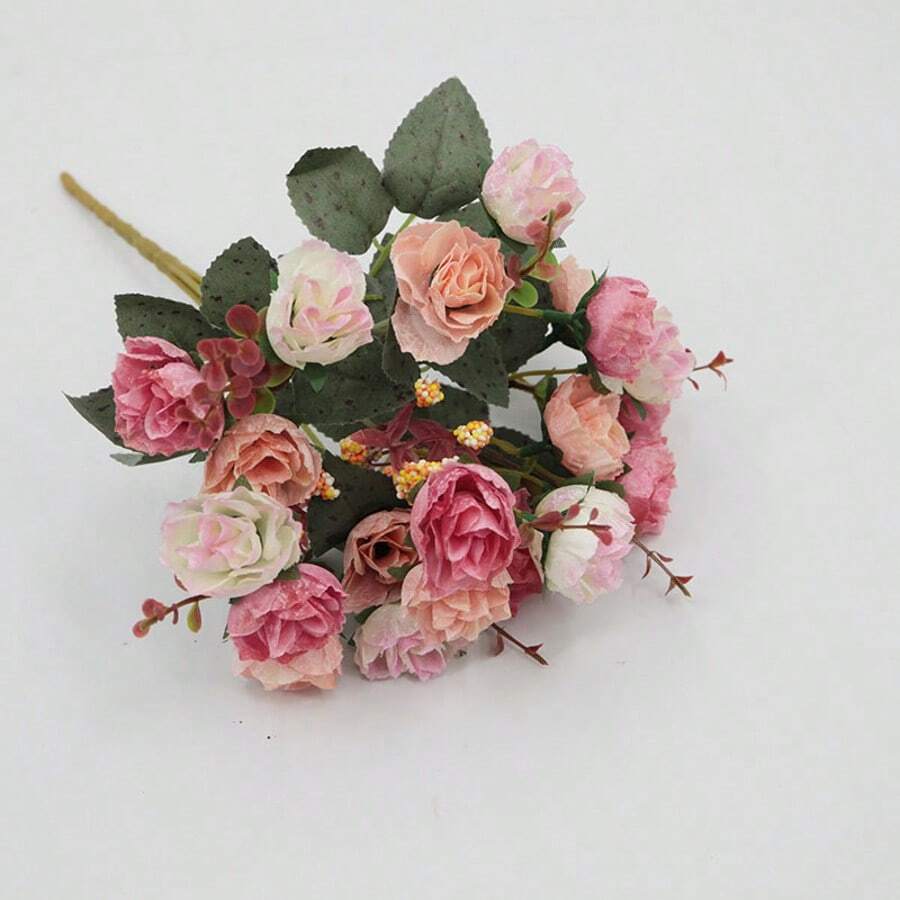 1pc Artificial Silk Rose Bouquet, Faux Flower Spring Floral Decor For ...