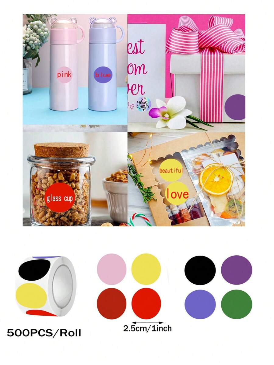 Round Sticker Labels Non-Adhesive Roll, Blank Handwritten Labels ...