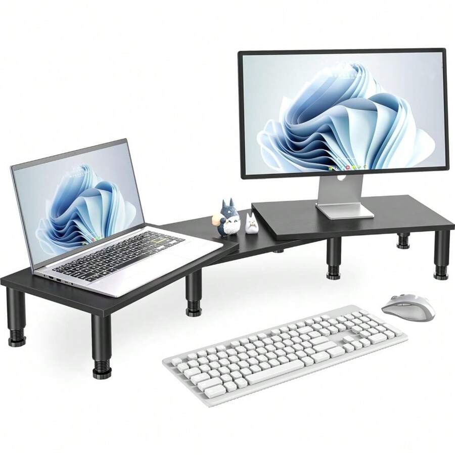 Dual Monitor Stand Riser, Monitor Stand With Adjustable Length And ...