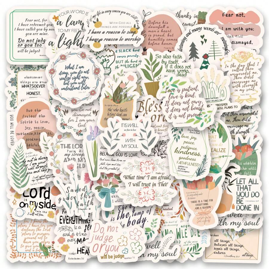 50 PCS Bible Stickers, Inspirational Christian Stickers Vinyl ...