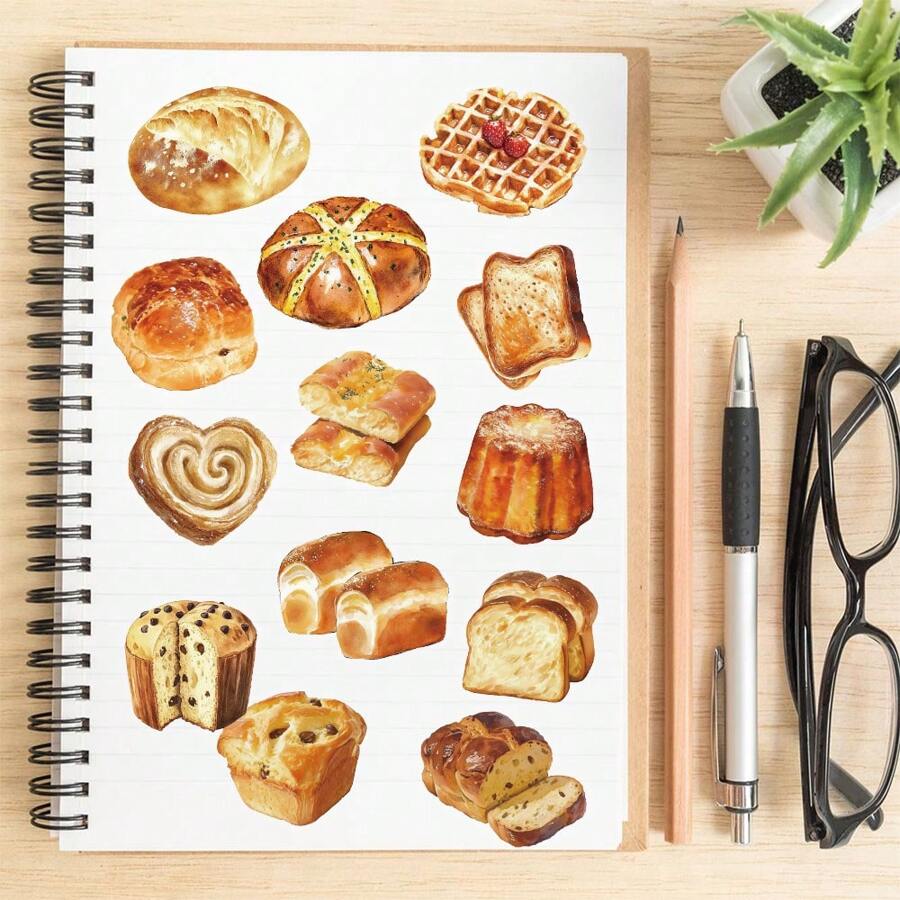 50PCS Baking Bread Transparent Stickers Vinyl Aesthetics Stickers ...