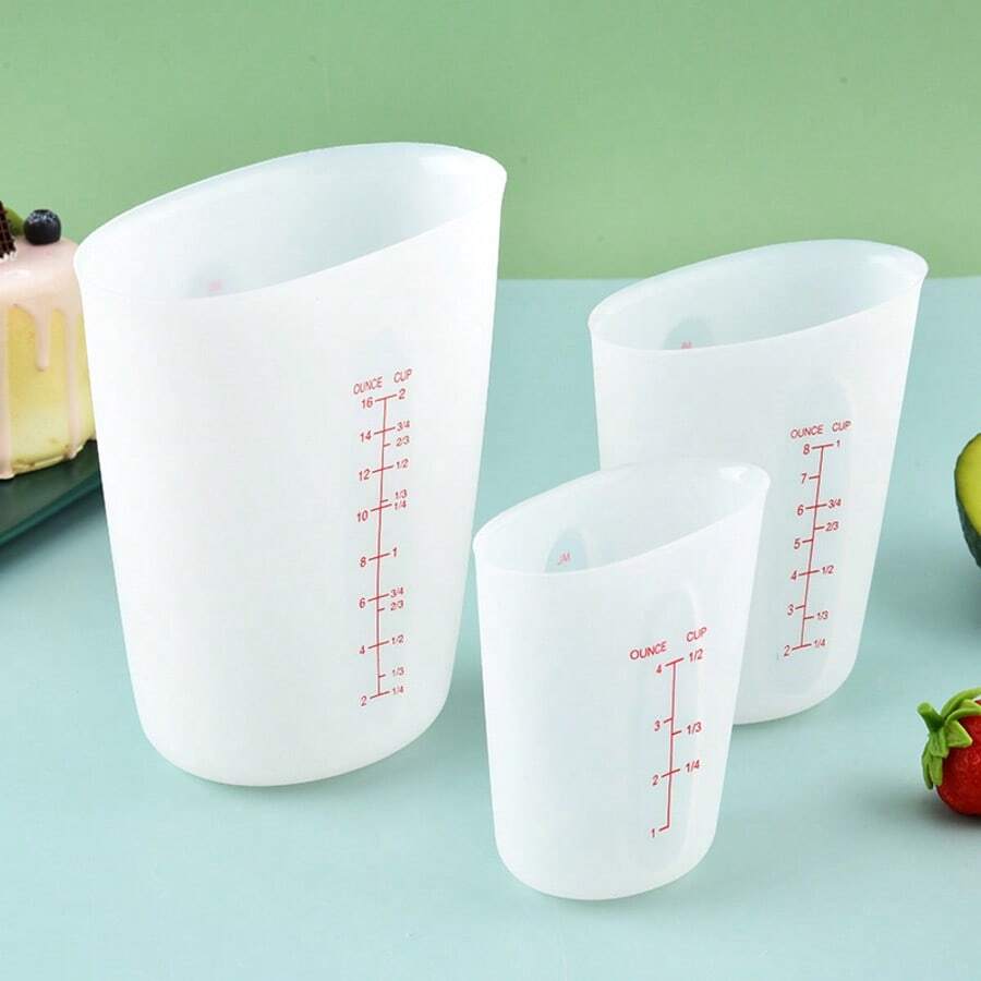 Silicone Measuring Cup 125ml 250ml 500ml Silicone Milk Cup Visible Semi ...