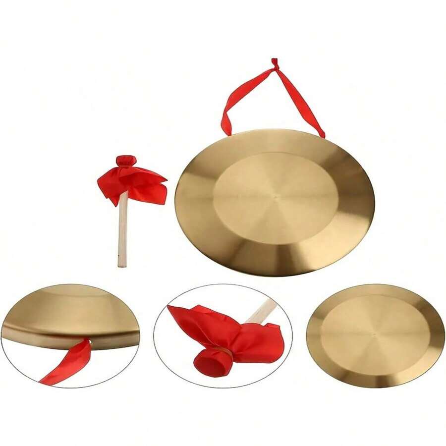 Set Of Traditional Chinese Gongs With Hammers And Hanging Ropes - Brass ...