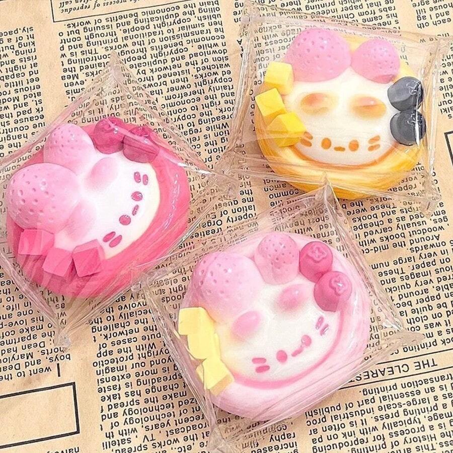 Mini Cat Egg Tart Squeezy Toy, Creamy Soft Stress Relief Squeezy Cat ...