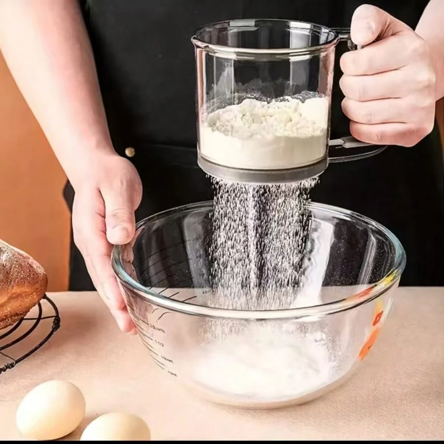 Semi - Automatic Flour Sifter With Hand Press Design Transparent Flour ...