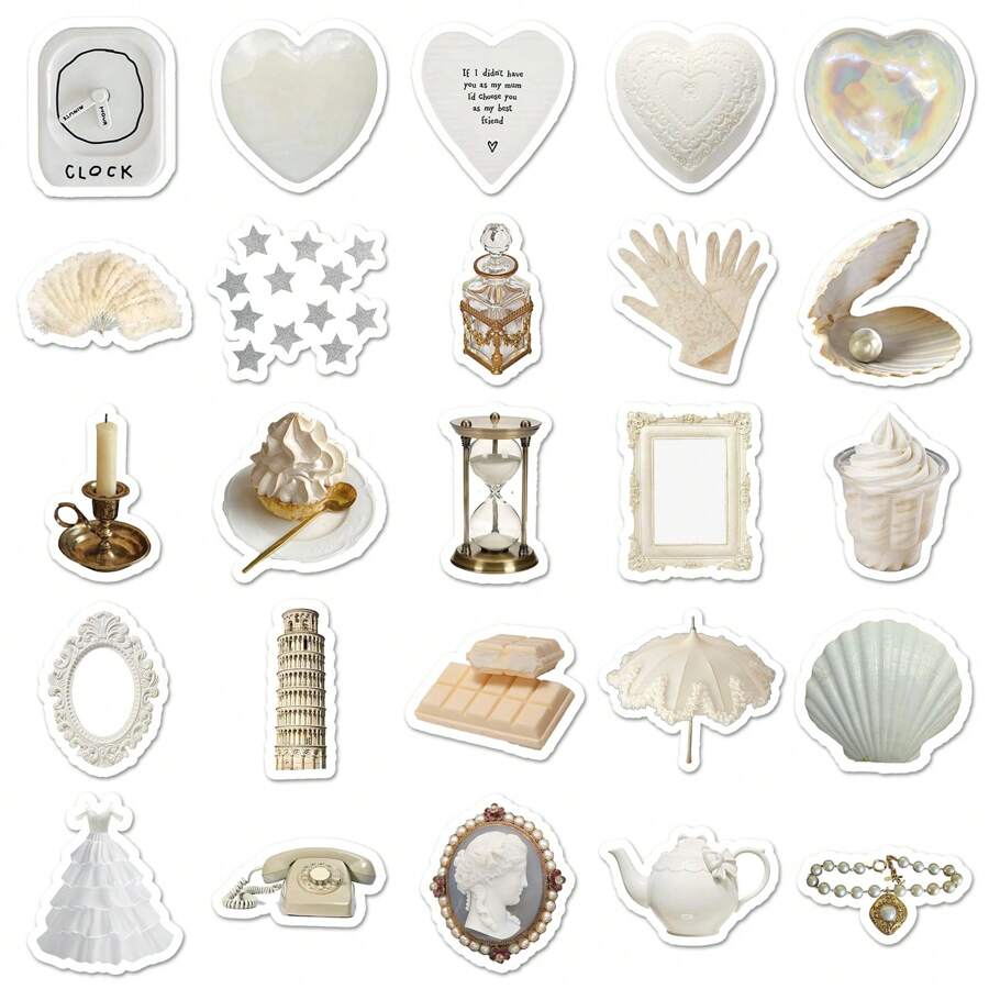 50PCS White Aesthetic INS Style Stickers Vinyl Aesthetics Stickers ...