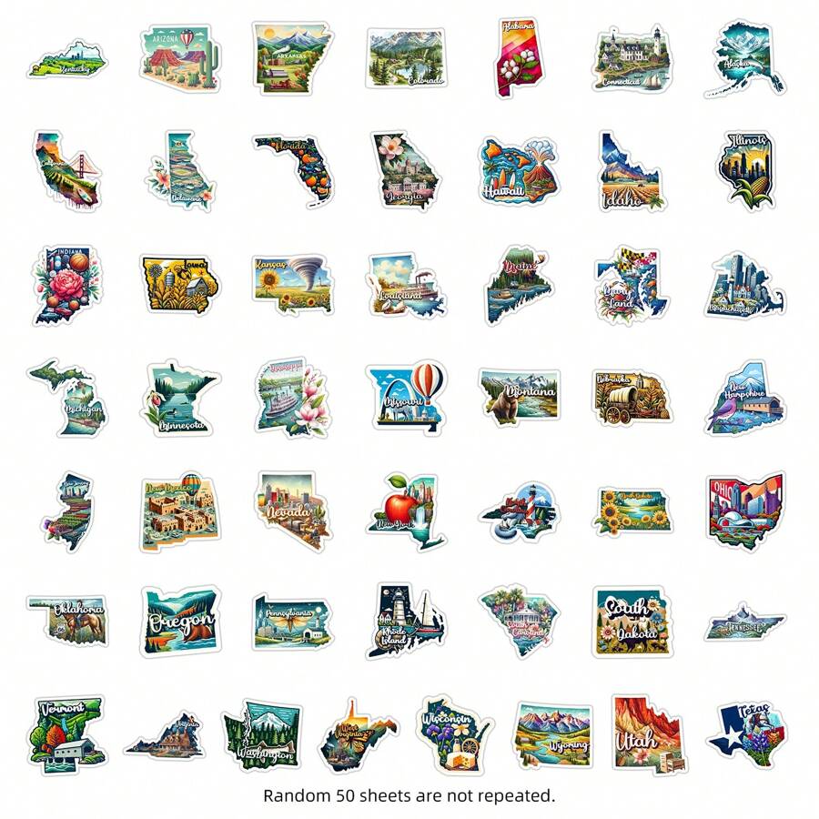 50PCS States Clipart Stickers Vinyl Aesthetics Stickers, Decals ...