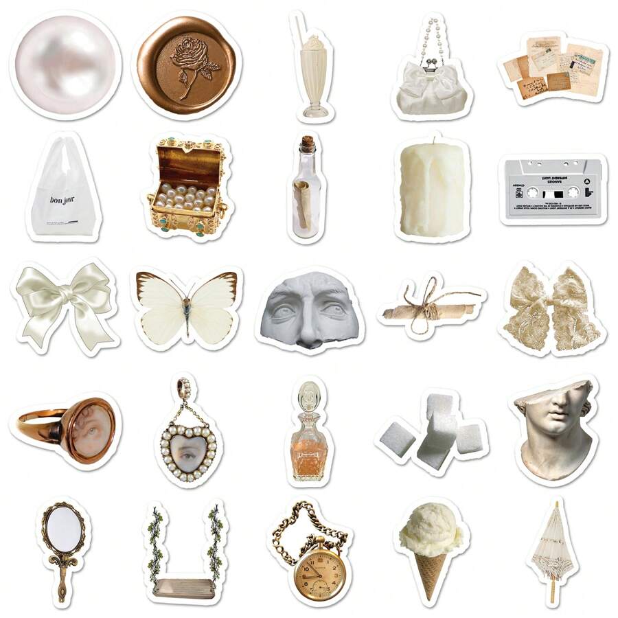 50PCS White Aesthetic INS Style Stickers Vinyl Aesthetics Stickers ...