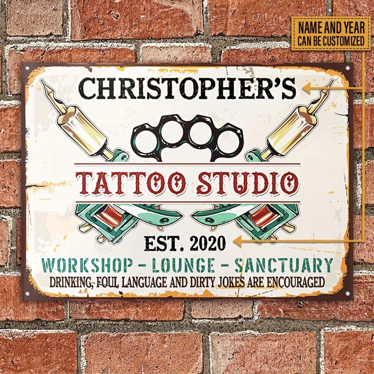 Custom Tattoo Studio Metal Sign - Classic Profanity Design, Iron ...