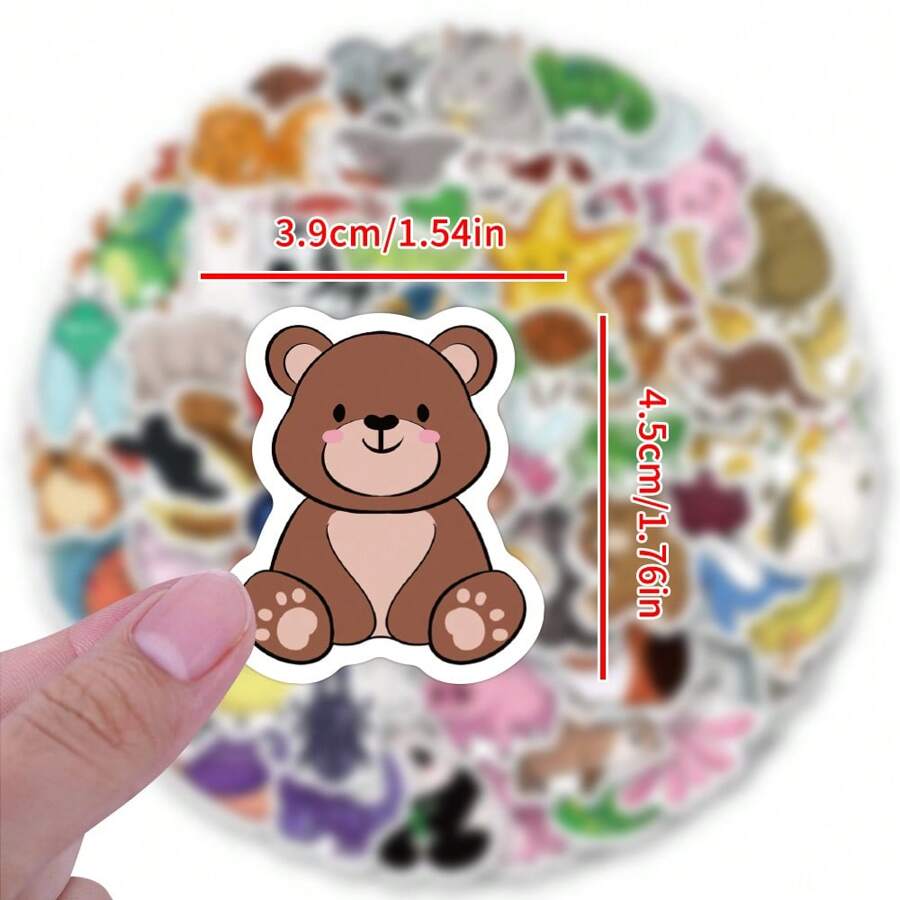 100PCS Cartoon Cute Animals Stickers Vinyl Aesthetics Stickers ...