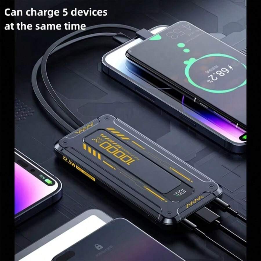 Mini Power Bank 3 In 1 10000 MAh With LED Flashlight And 3 Cables ...