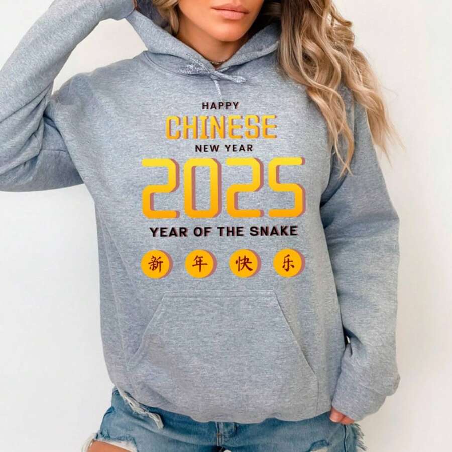 Chinese New Year 2025 Snake Hoodie,Womens Hoodies Pullover Happy ...