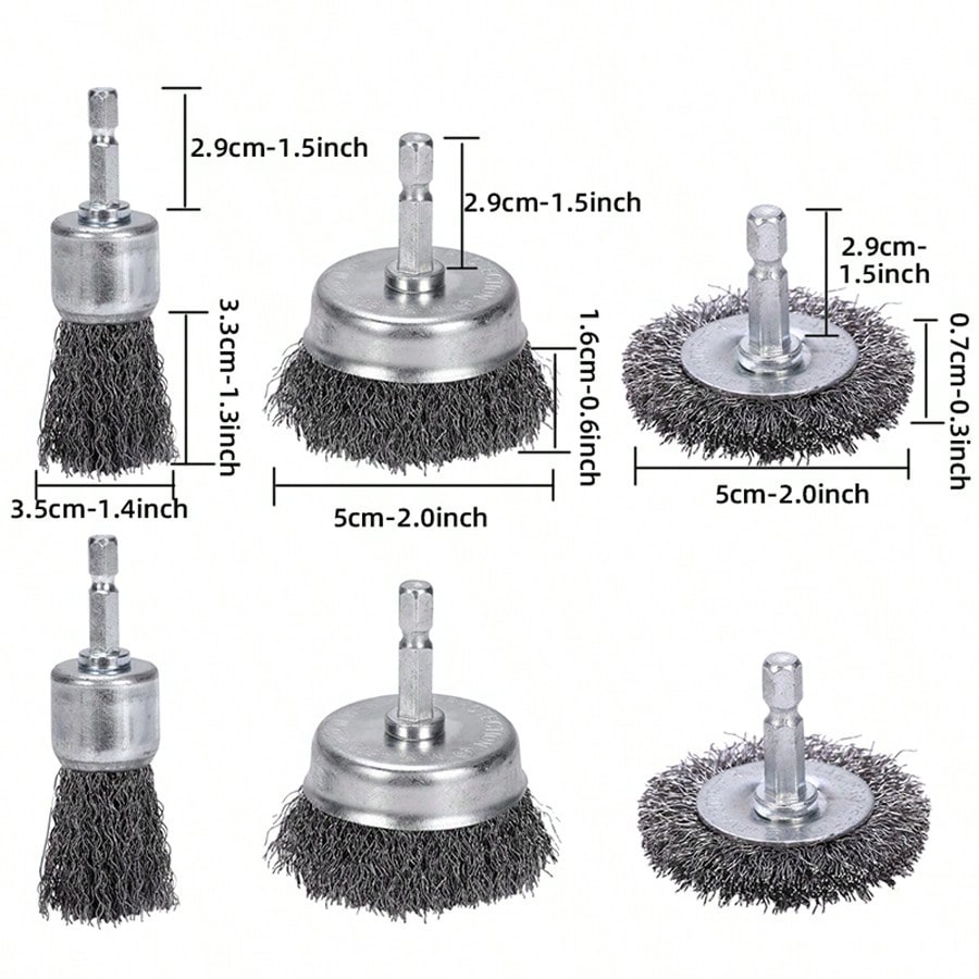 5pcs/6pcs Carbon Steel Wire Brush Set, Cup Brush, Wheel Brush, Pencil ...