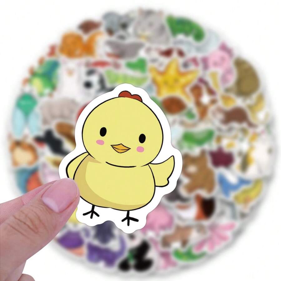 100PCS Cartoon Cute Animals Stickers Vinyl Aesthetics Stickers ...