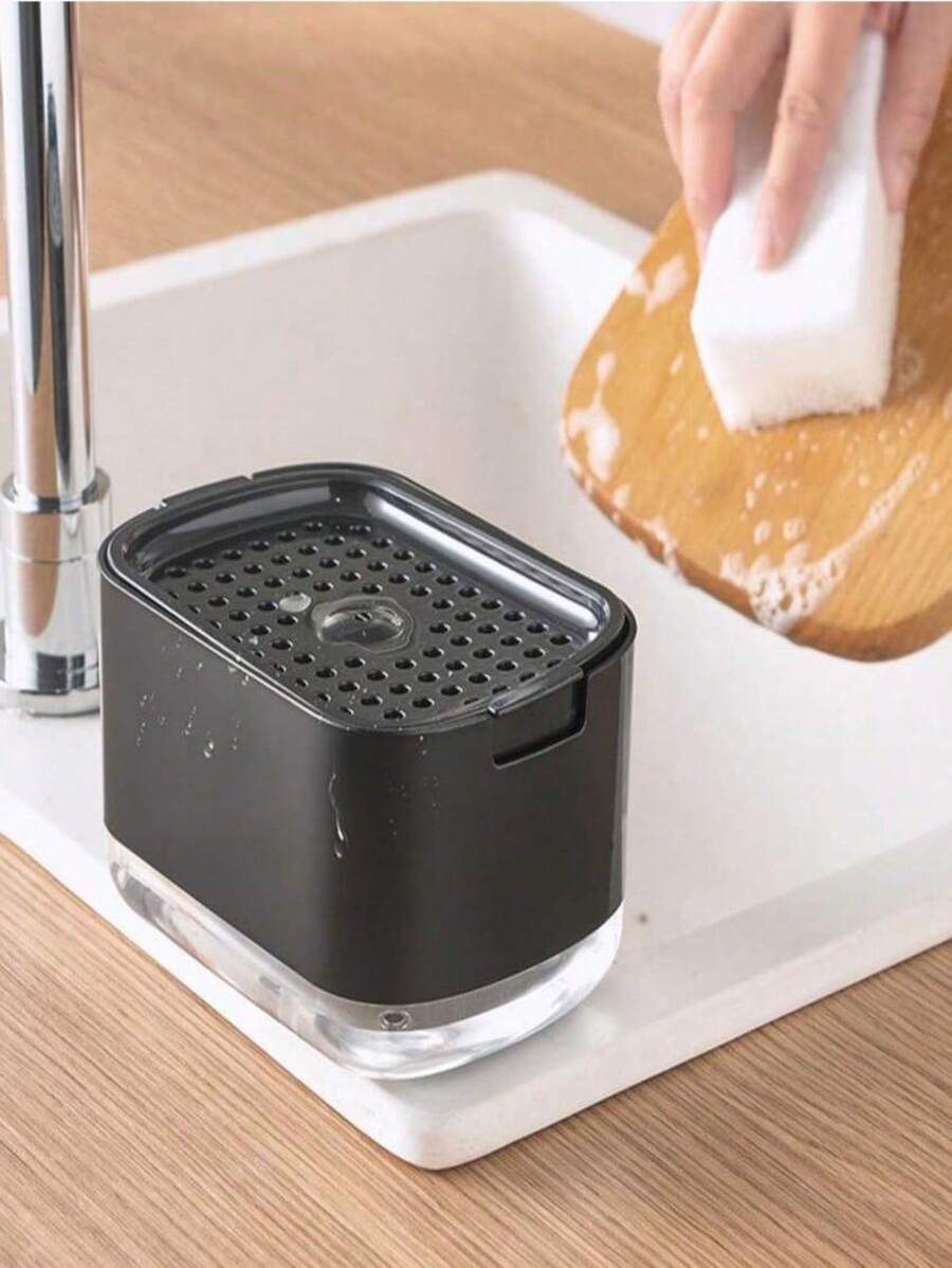 1 Piece Of Kitchen Press Soap Dispenser With Sponge, Dishwashing And ...