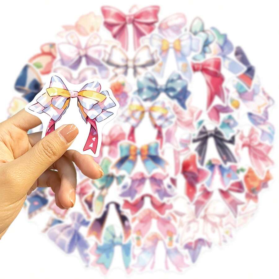 50PCS Sheet Bow Stickers Vinyl Aesthetics Stickers Scrapbooking, Diary ...