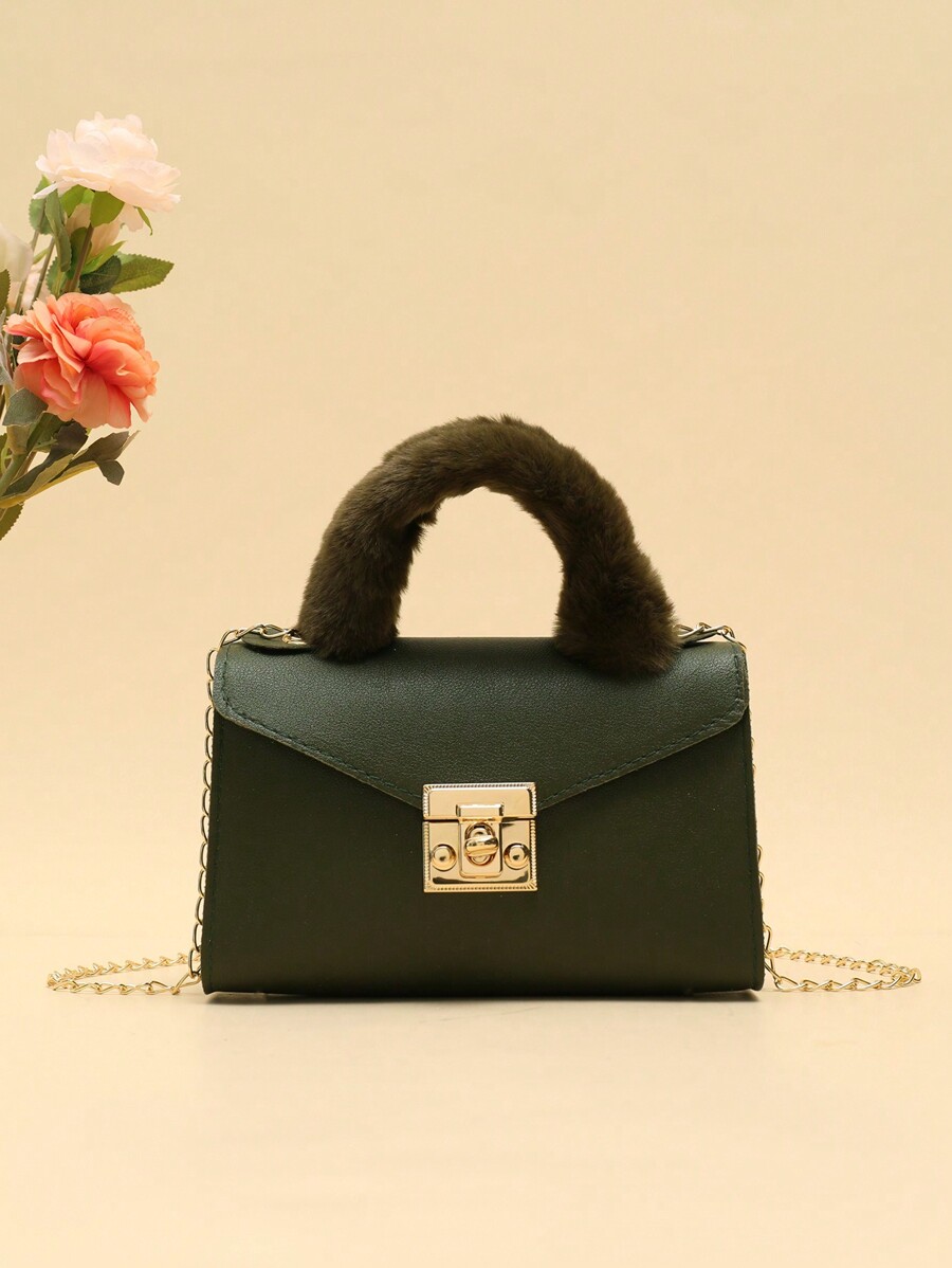 Autumn/Winter Fashion Soft Fluffy Chain Strap Crossbody Bag, Daily ...