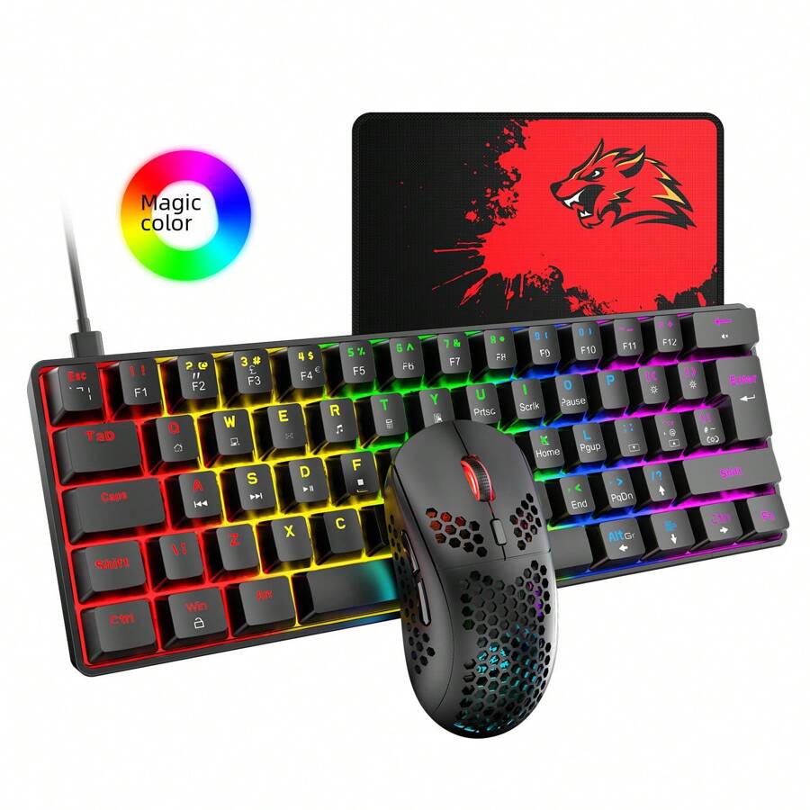 T60 Keyboard And Mouse Set, 62-Key Mechanical Keyboard With RGB ...