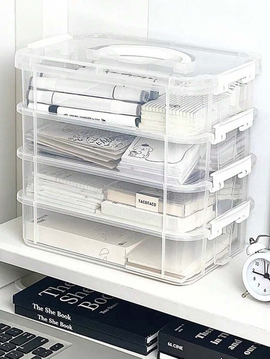 1pc 4-Layer Transparent Handheld Home Storage Box For Tools, Toys ...