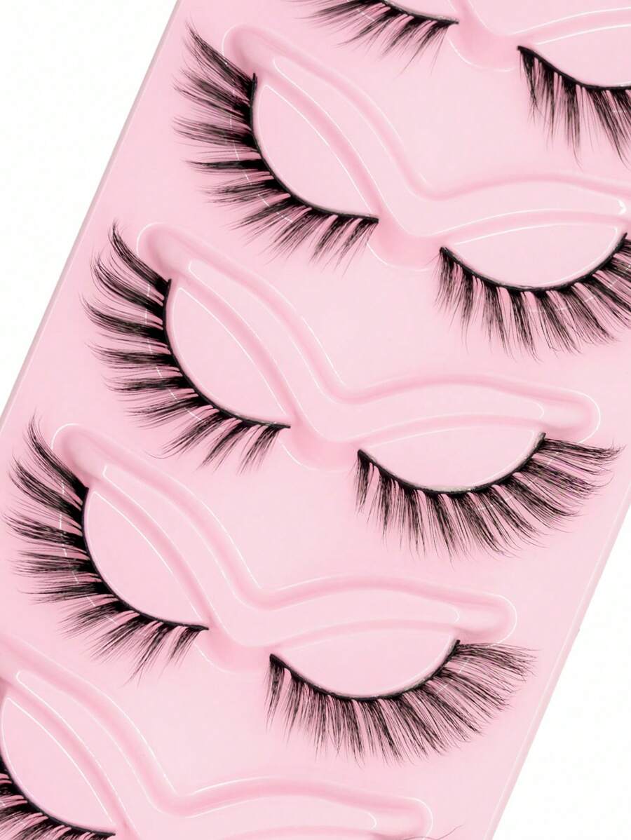 5 Pairs New Cat Eye Lashes Mink Eyelashes 3D Curl Winged Natural ...