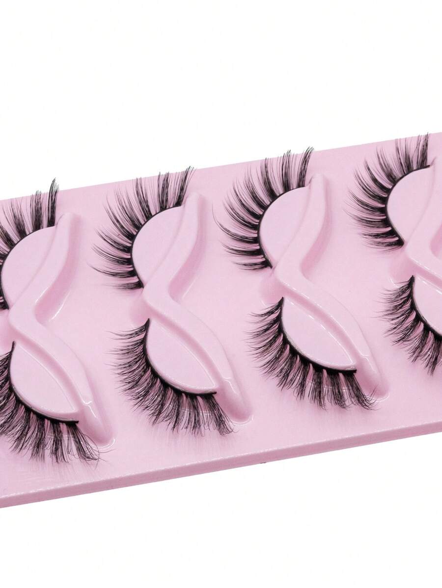 5 Pairs New Cat Eye Lashes Mink Eyelashes 3D Curl Winged Natural ...