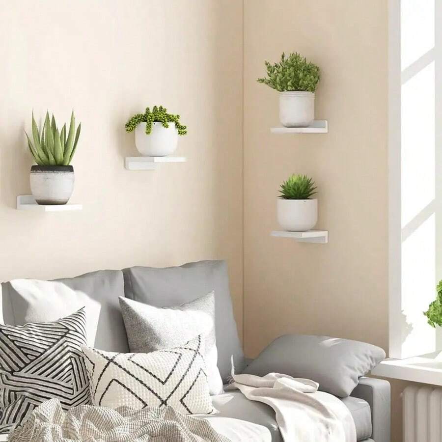 4-Pack Small Floating Shelves For Wall, Wood Shelf 5 Inch Display ...