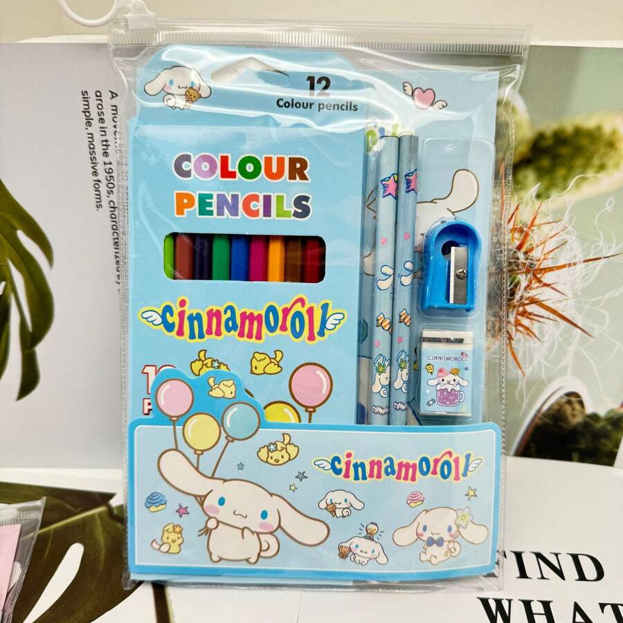 Sanrio 17pcs Sanrio Cartoon Color Pencil Gift Set Including Ruler ...