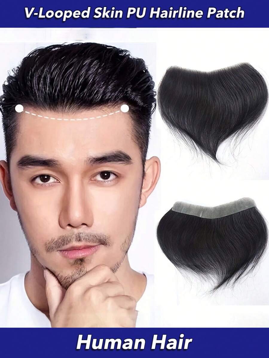 16x2 CM Full PU Thin Skin Seamless Forehead & Hairline Repair Toupee ...