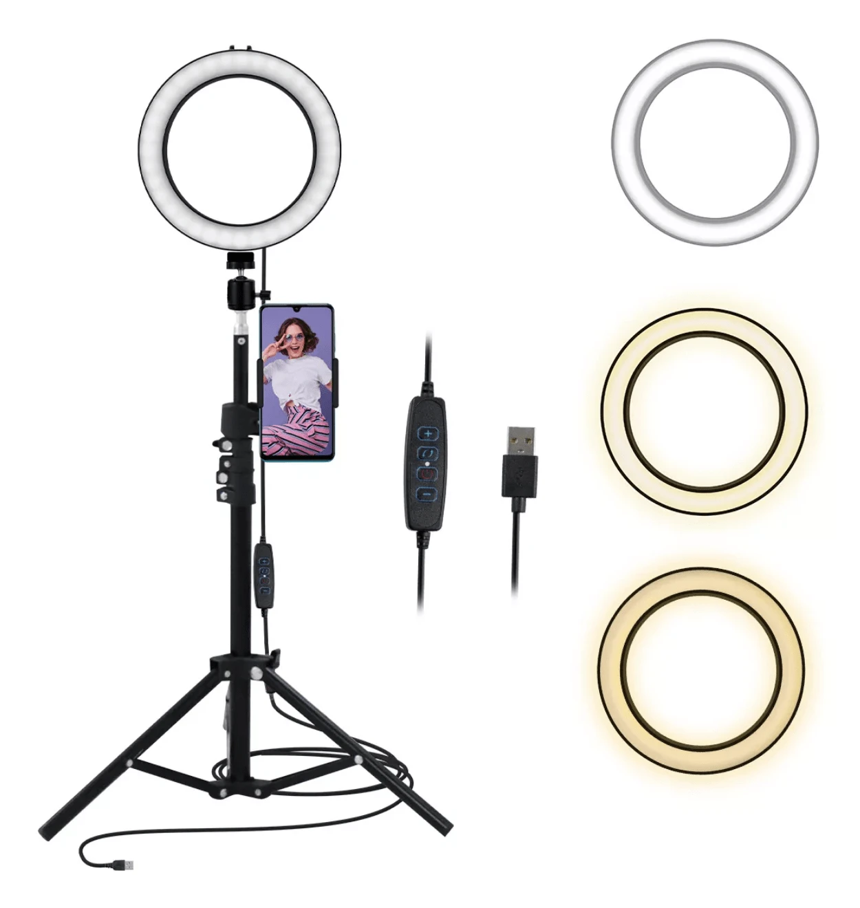 Professional 8 Inch Ring Light Tripod With Cell Phone Holder For Makeup ...
