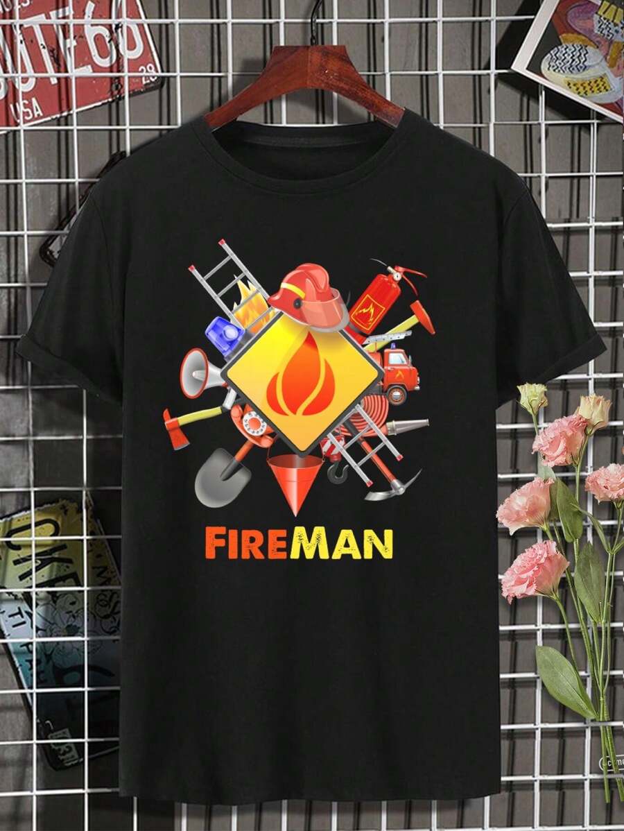 Lovers' Fire Safety T-Shirts Firefighter Fire Extinguisher Design For ...