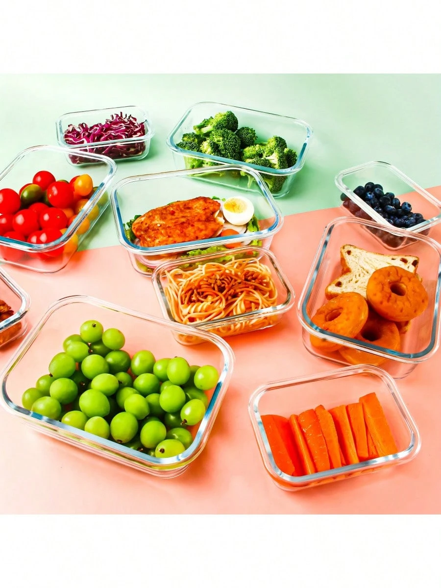 Glass Meal Prep Containers Set, Food Storage Containers With Airtight ...