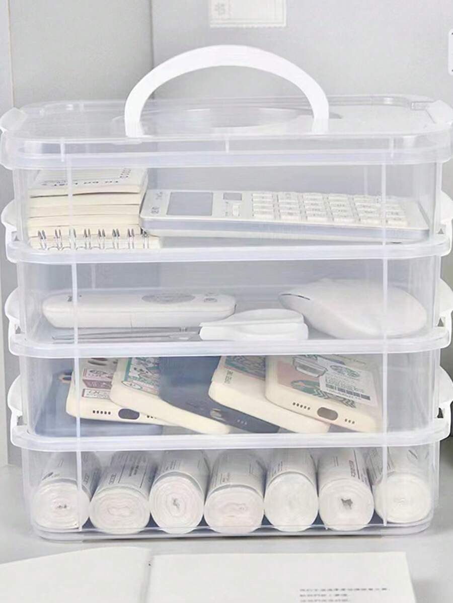 1pc 4-Layer Transparent Handheld Home Storage Box For Tools, Toys ...