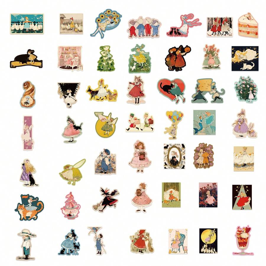 50PCS Fairy Tales Stickers Vinyl Aesthetics Stickers For Scrapbooking ...