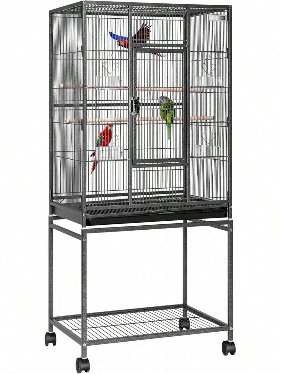 VIVOHOME 54 Inch Wrought Iron Large Bird Flight Cage With Rolling Stand ...