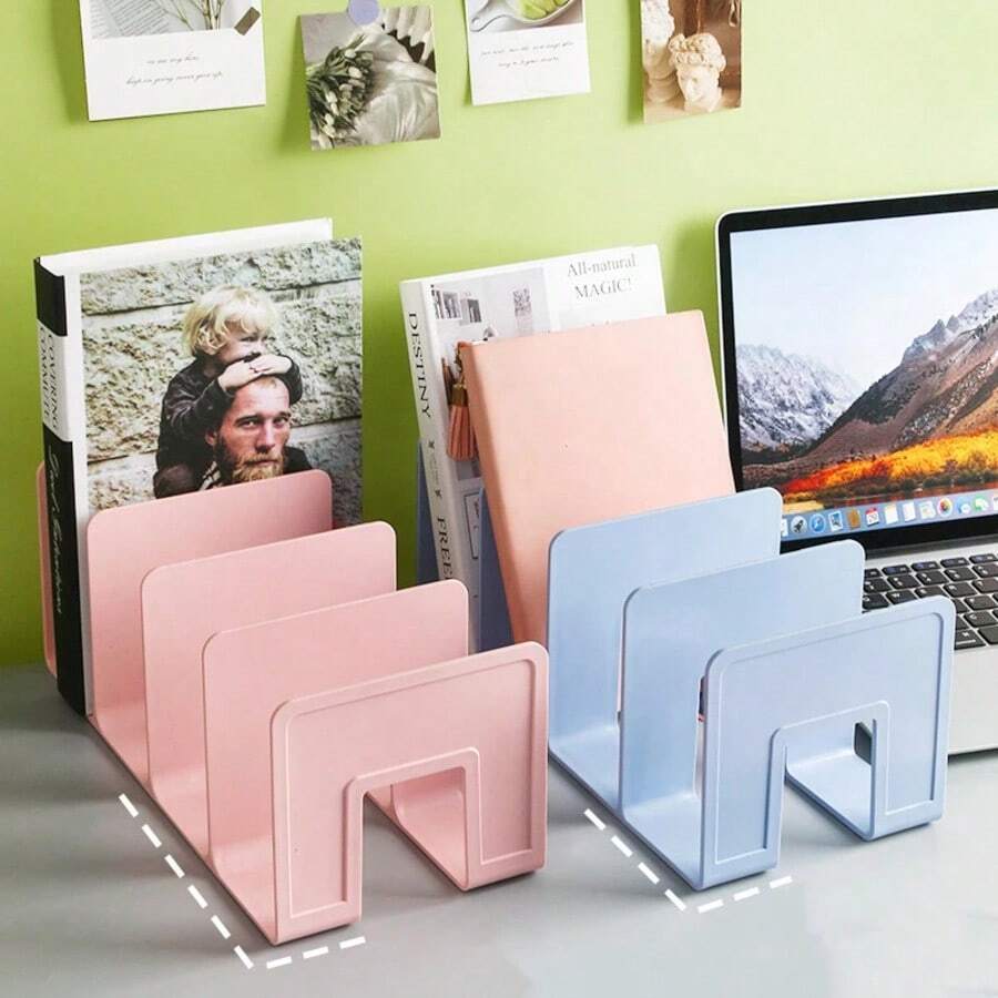 4 Grid Multi-Purpose Bookends Book Storage Stand Organizer Holder Desk ...