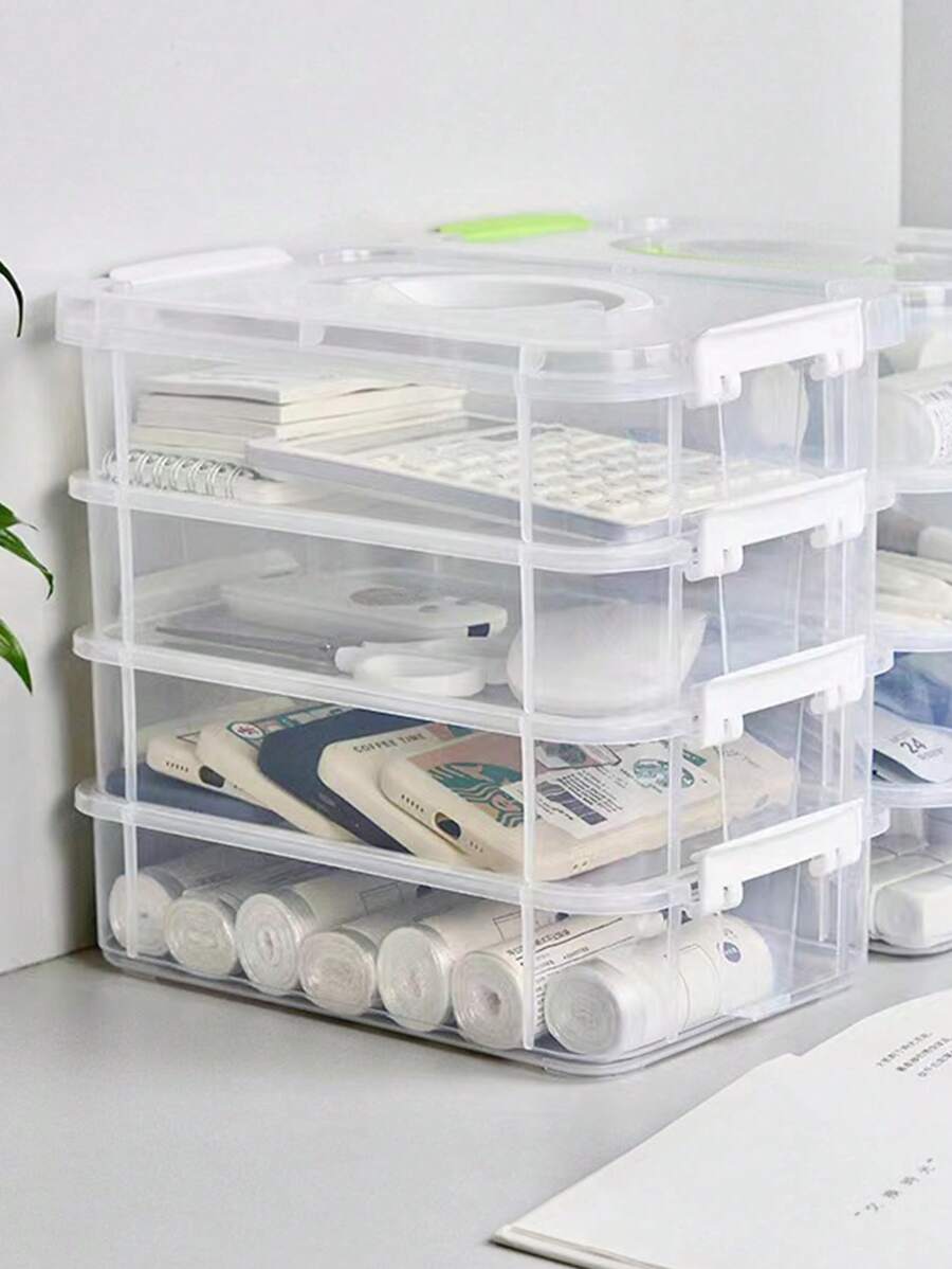 1pc 4-Layer Transparent Handheld Home Storage Box For Tools, Toys ...