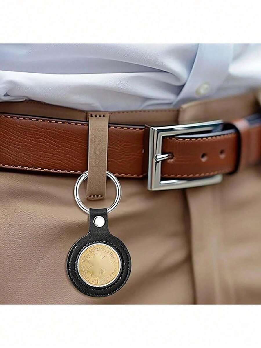 Leather Coin Holder Keychain Double Side Coin Display Case For AA ...