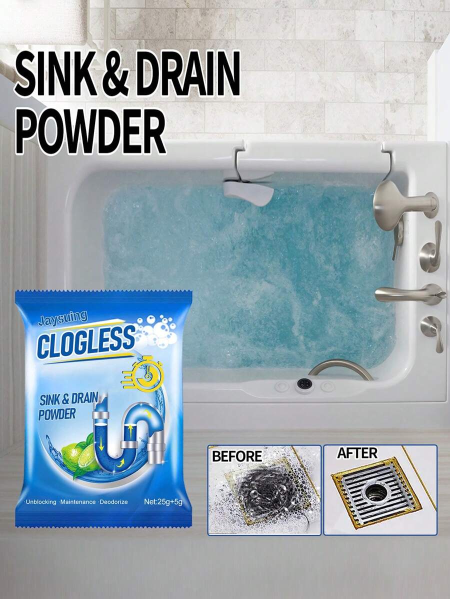 Drain Clogged Clearing Powder - Effectively Deodorize, Unclog, Clean ...