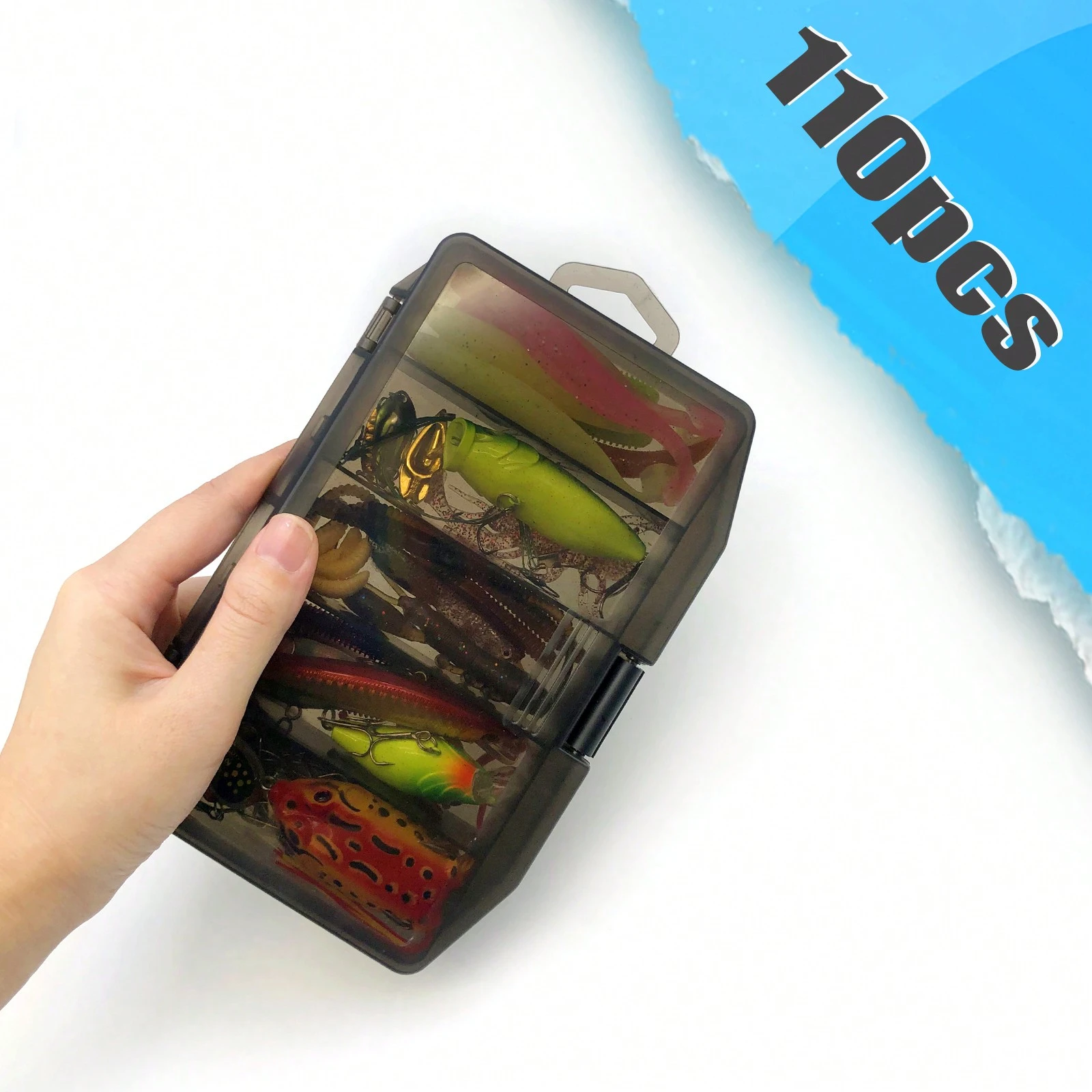 Conjunto de Iscos de Pesca 110 peças, Kit de Iscos Moles e Duros com ...