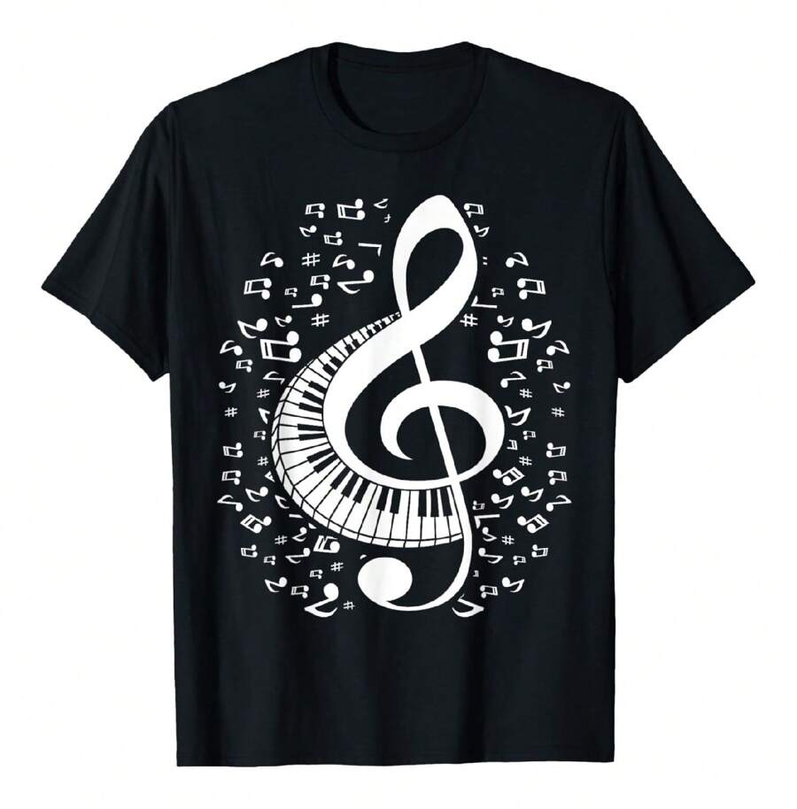 Treble Clef Keyboard Classical Music Notes Pianist Piano T-Shirt ...