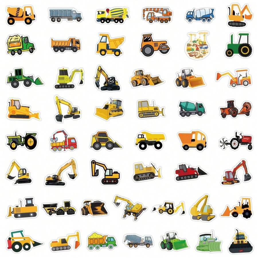 50PCS Engineering Vehicles Stickers Aesthetic Vinyl Stickers Decals ...