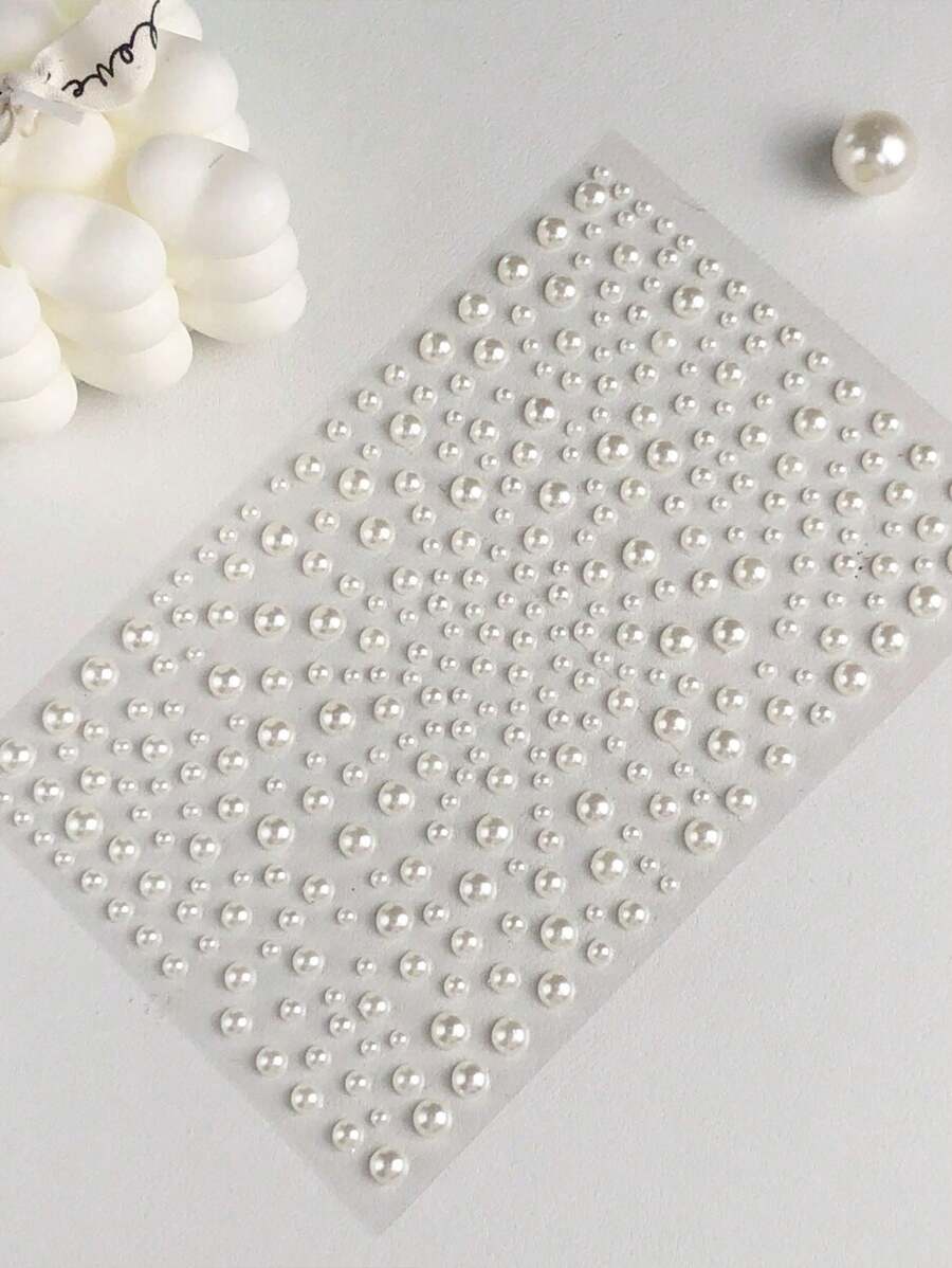 White Pearl Face Sticker, Self-Adhesive Acrylic Pearl Sticker, Faux ...