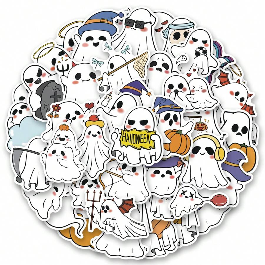 50PCS Halloween Ghosts Stickers Vinyl Aesthetics Stickers Scrapbooking ...
