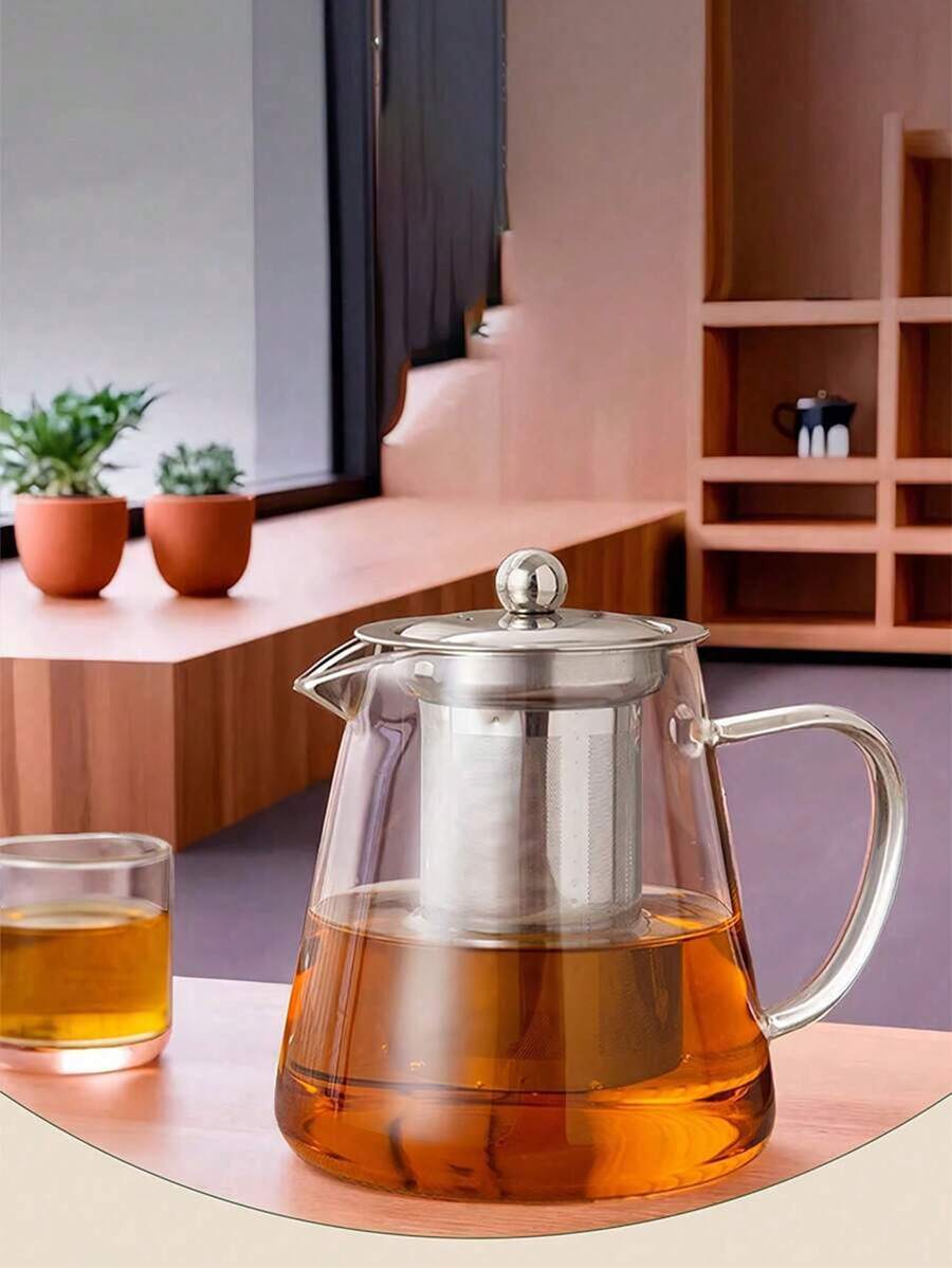1pc Heat-Resistant Glass Tea Pot, Large Capacity Tea Infuser Pot, Flower Tea Pot, Home & Office ...