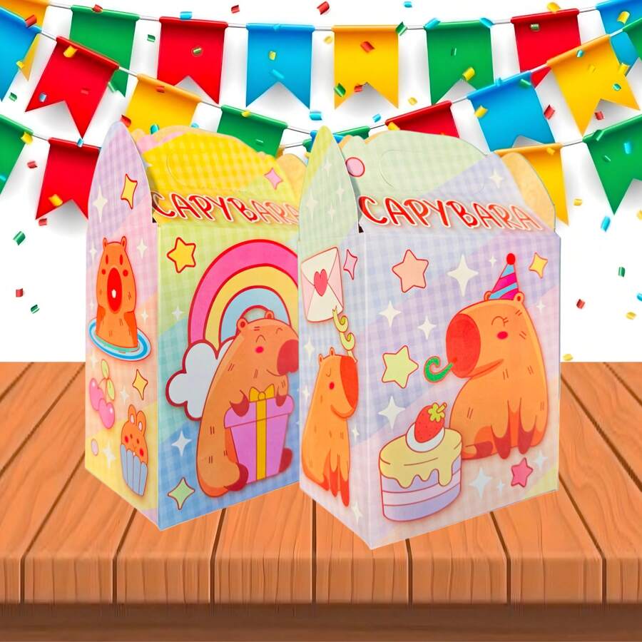 60 Capybara Colored Candy Boxes Capybara Animal Characters Birthday ...