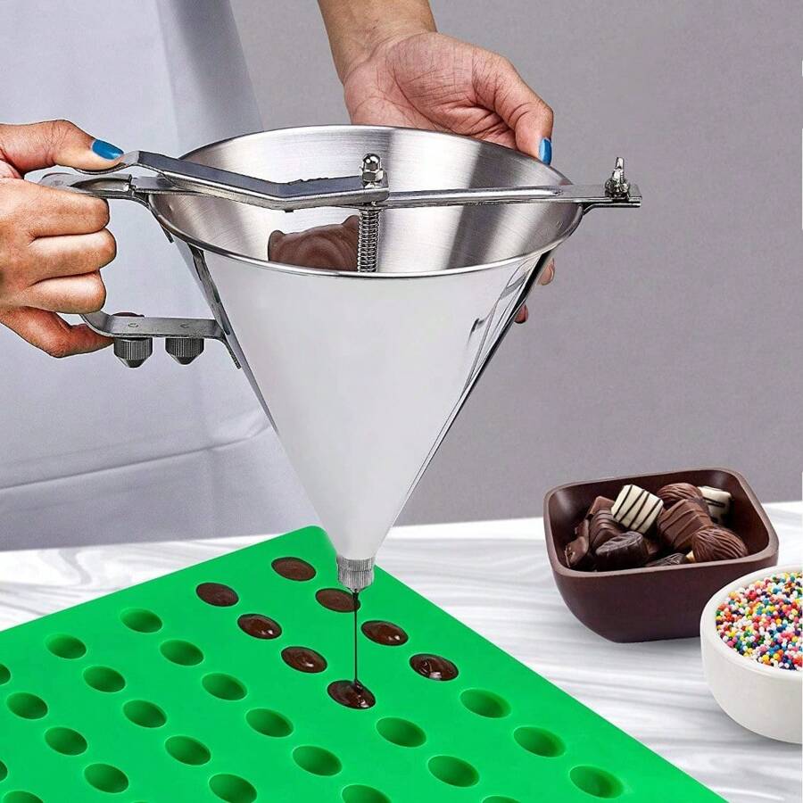 Stainless Steel Confectionery Funnels With Stand And 3 Nozzles ...