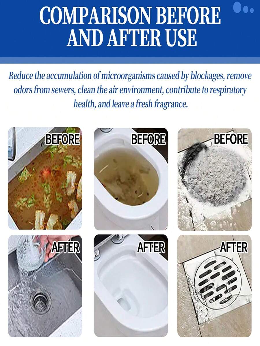 Drain Clogged Clearing Powder - Effectively Deodorize, Unclog, Clean ...