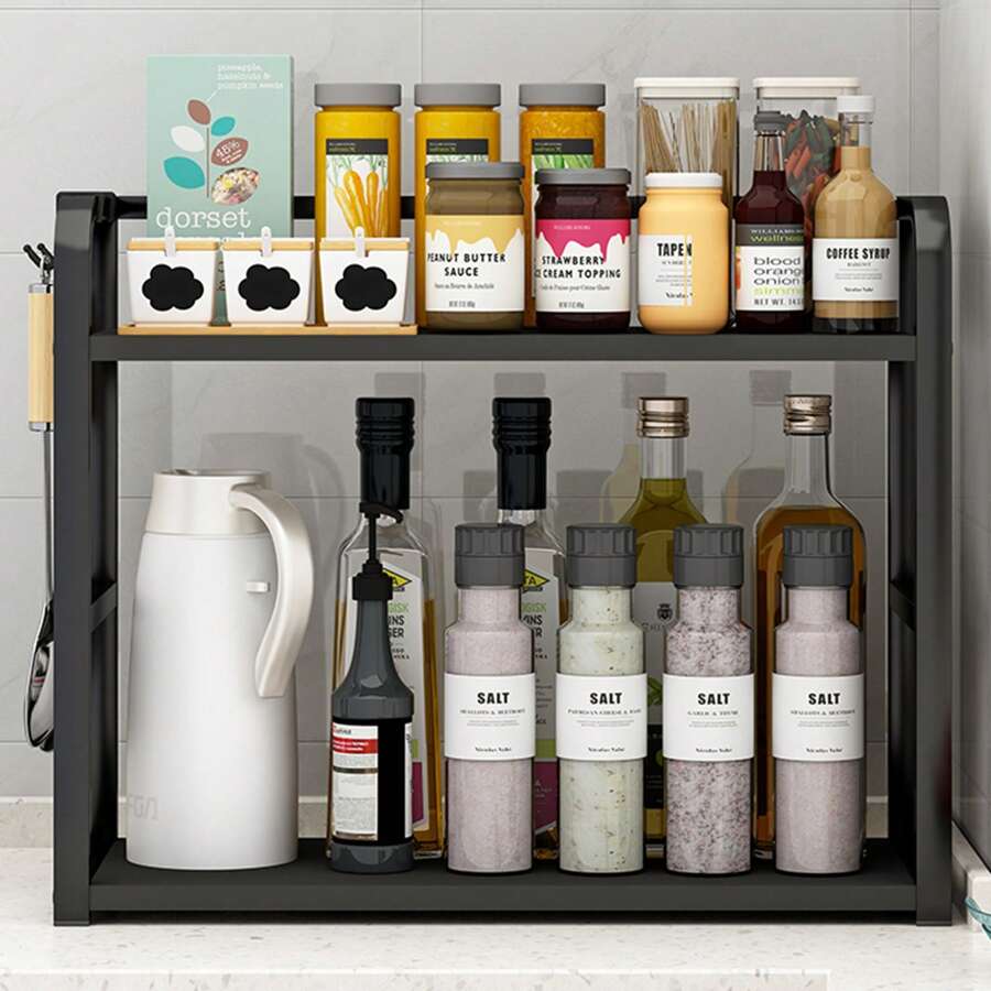 2- Tier Spice Rack Kitchen Countertop Organizer Shelf Coffee Bar ...