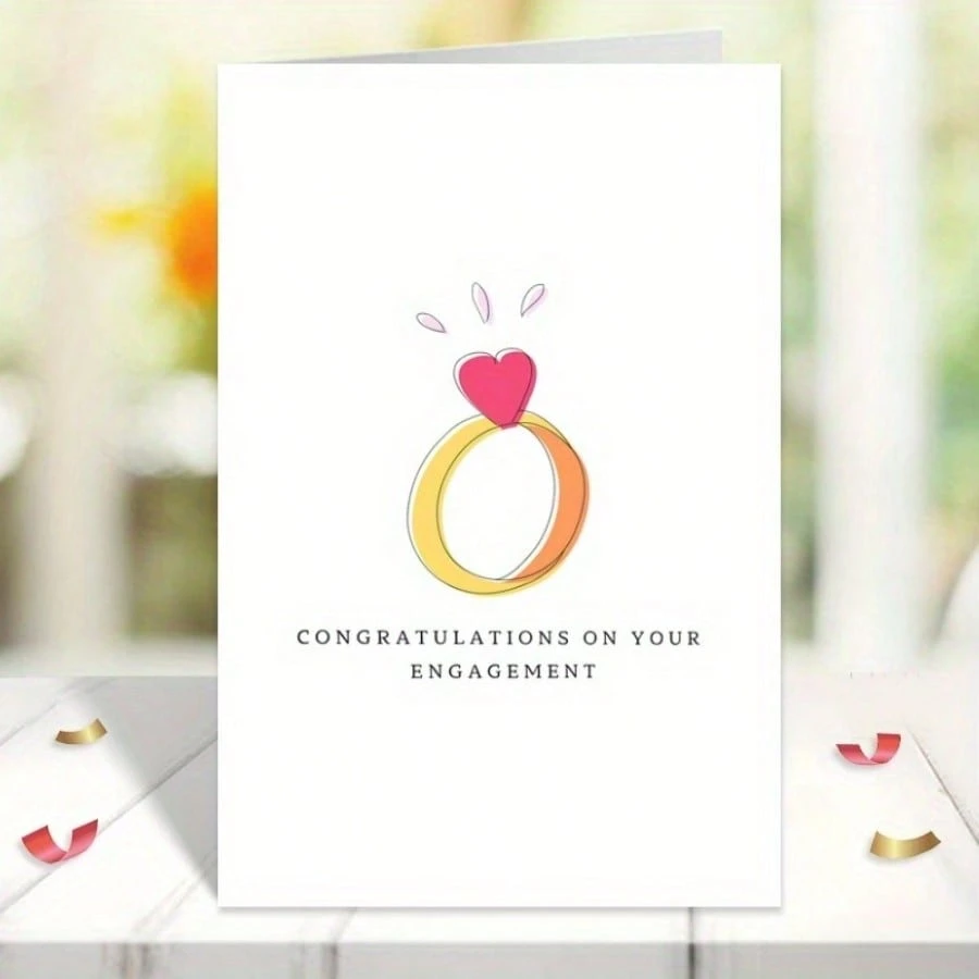 1pc Engagement Congratulations Greeting Card With Envelope - Premium ...